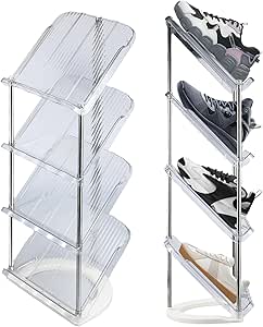 Amazon.com: MABCIRY Sloping Shoe Rack, 4 Layer Shoe Shelf, Detachable ...