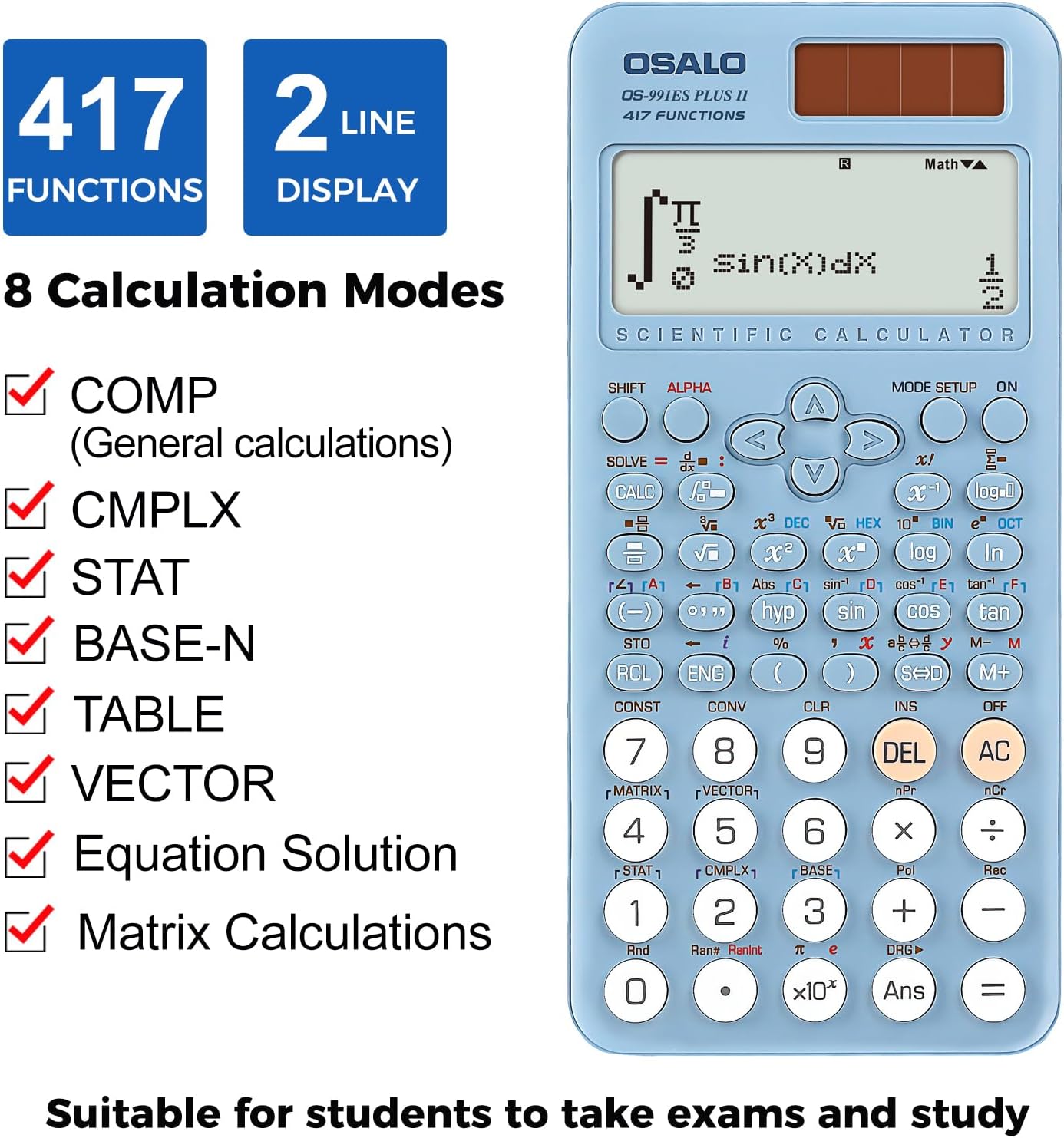 OSALO Scientific Calculator 417 Function 2 Line 10+2 Digits Written ...