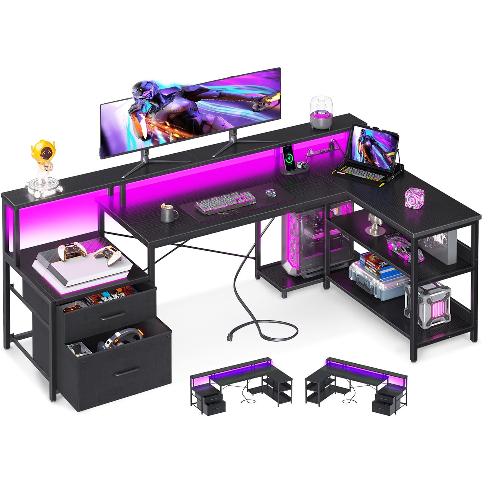 Odkl Shaped Desk With File Drawer 66 Reversible L Shaped | Desertcart EGYPT