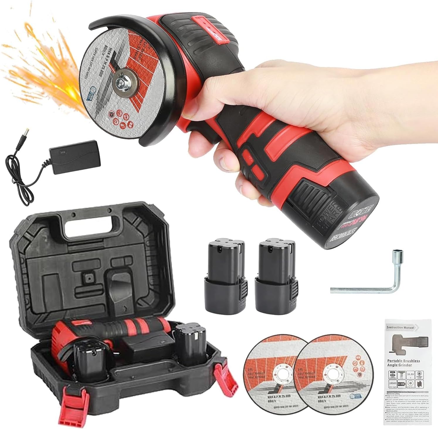 Cordless Angle Grinder 18V 550W, Battery Mini Angle Grinder, Power ...