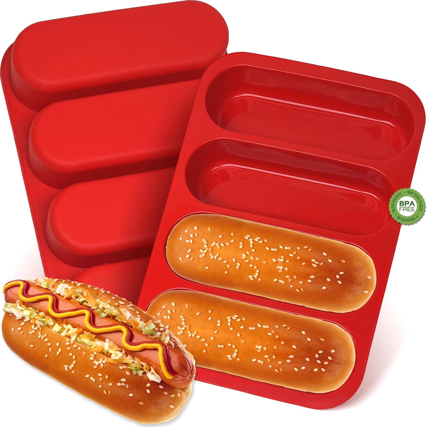 Amazon.com: GDDGCUO Silicone Hotdog Bun Pan, 6 Inch Standard Hot dog ...