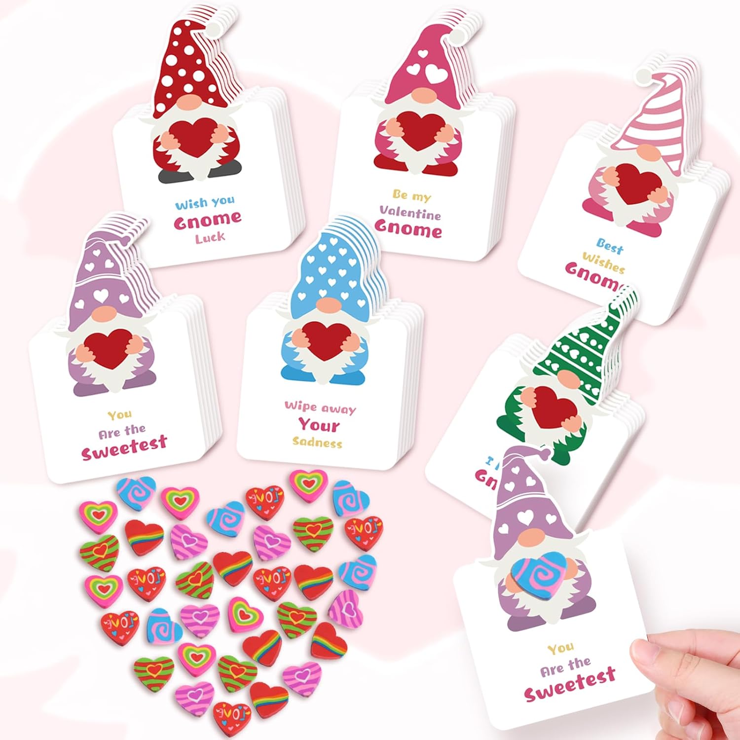 Amazon.com: 36 Valentines Day Cards for Kids - Gnomes Cards Heart ...
