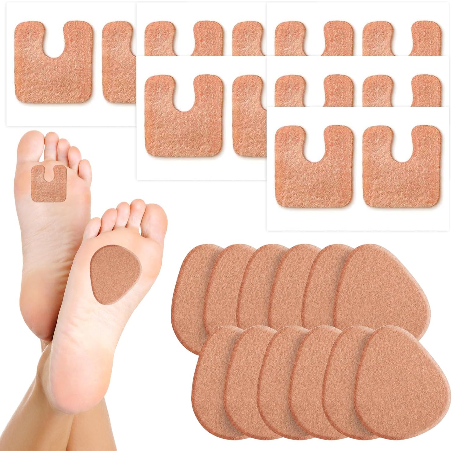 Metatarsal Pads Set of 24, SAREAL 12pcs U Shaped Felt Callus Pads and ...