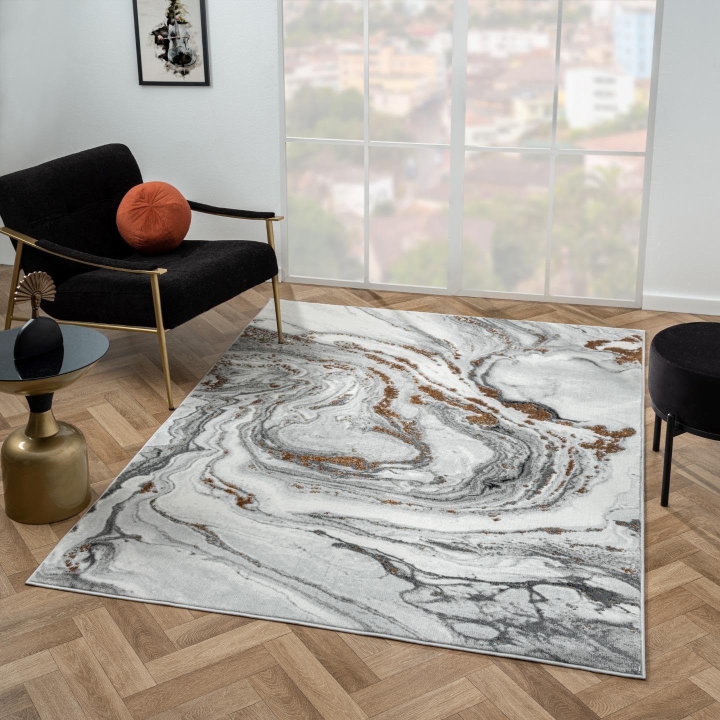 Amazon.com: LUXE WEAVERS Marble Swirl Gray Area Rug 9x12 Modern ...