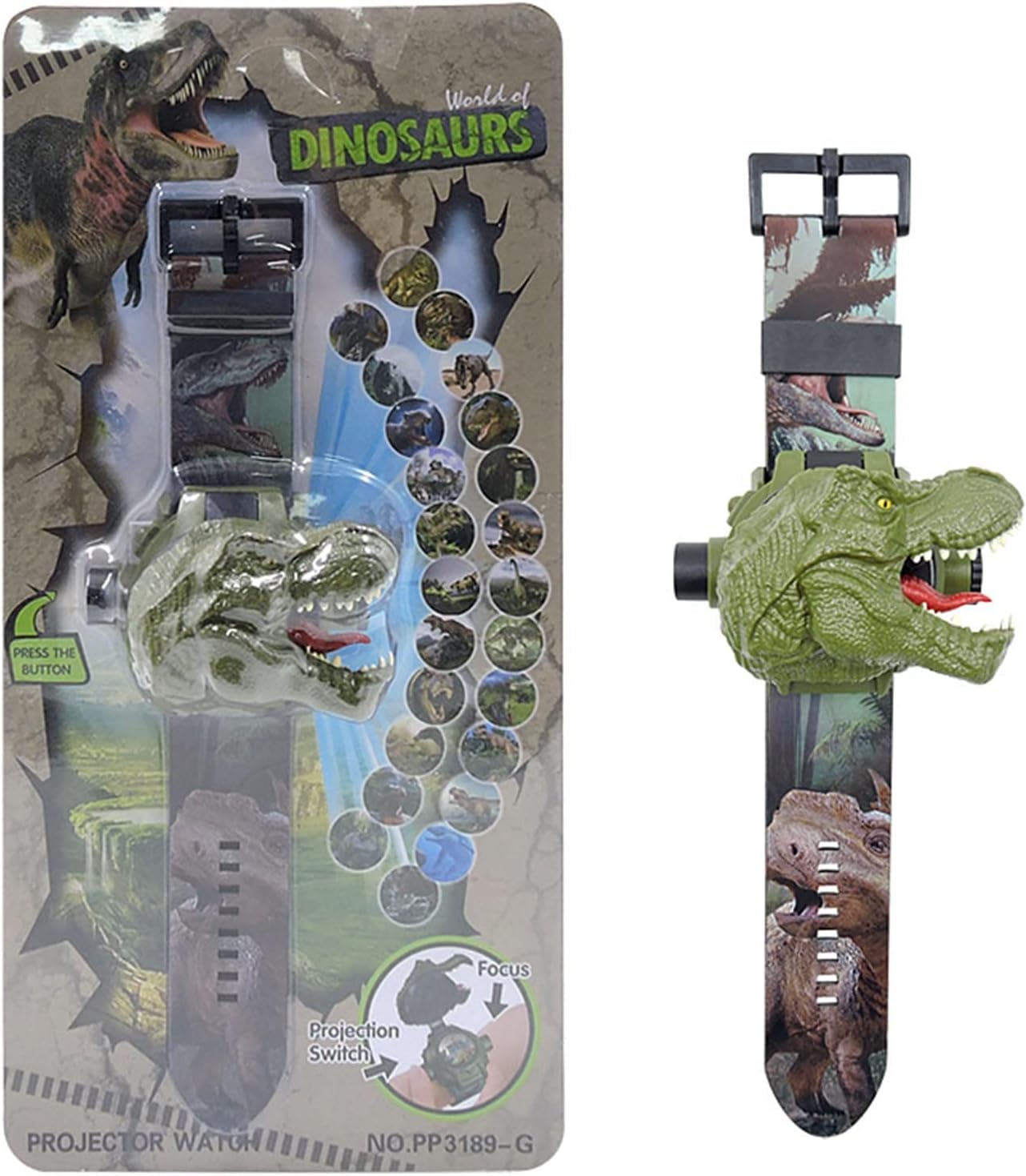 Lumeon 2 Pcs Reloj proyector Dinosaurio - Reloj con proyector 3D ...