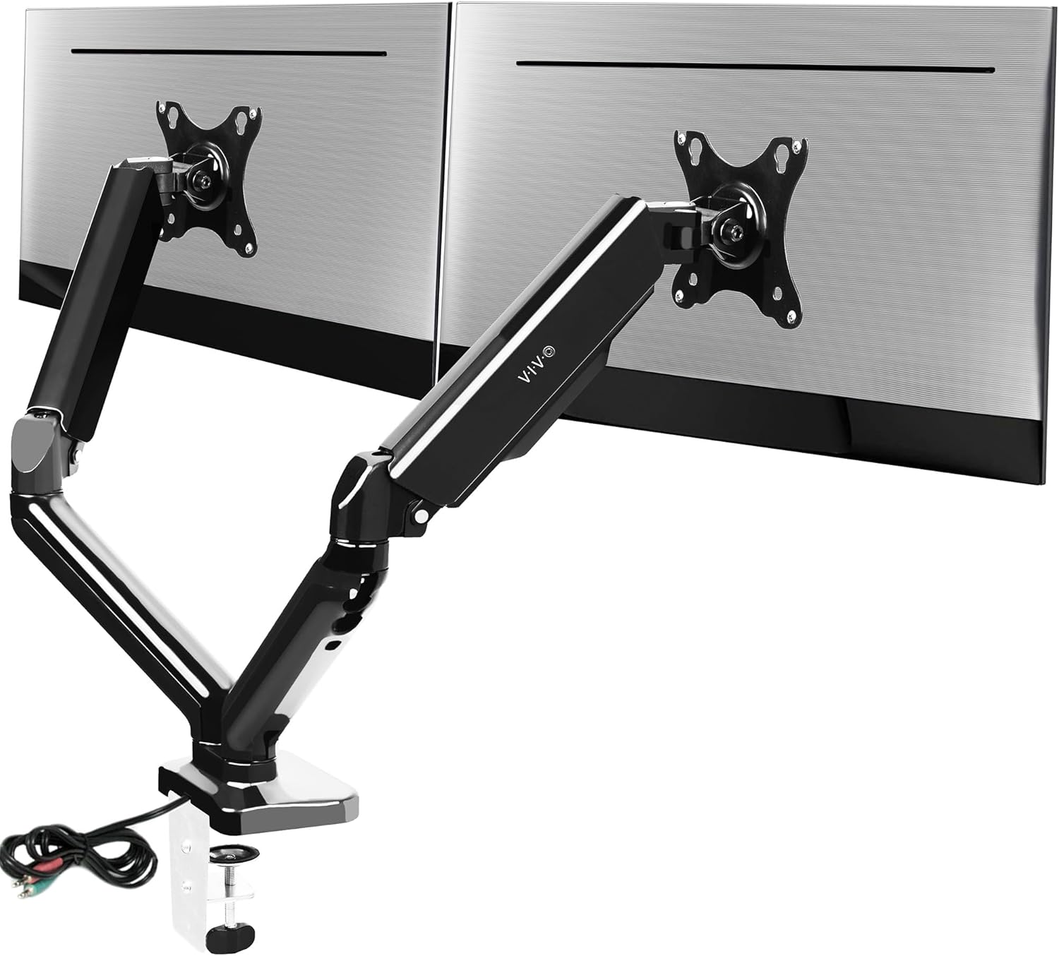 VIVO Dual Monitor Height Adjustable Counterbalance Pneumatic Desk Mount ...
