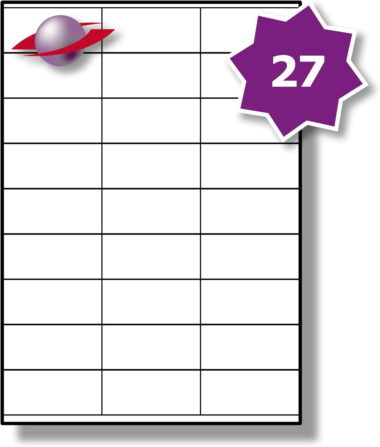 Label Planet® 27 Per Sheet, 500 Sheets (13500 Labels). Plain White A4 ...