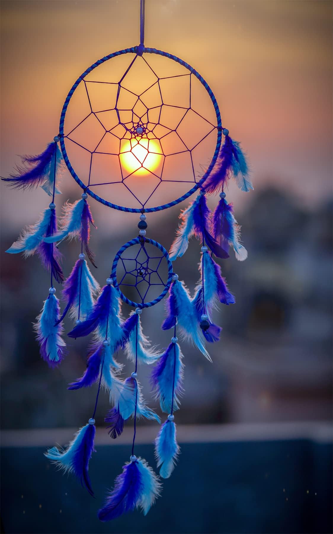 ILU® Dream Catchers Wall Hanging Handmade Beaded Circular Net ...