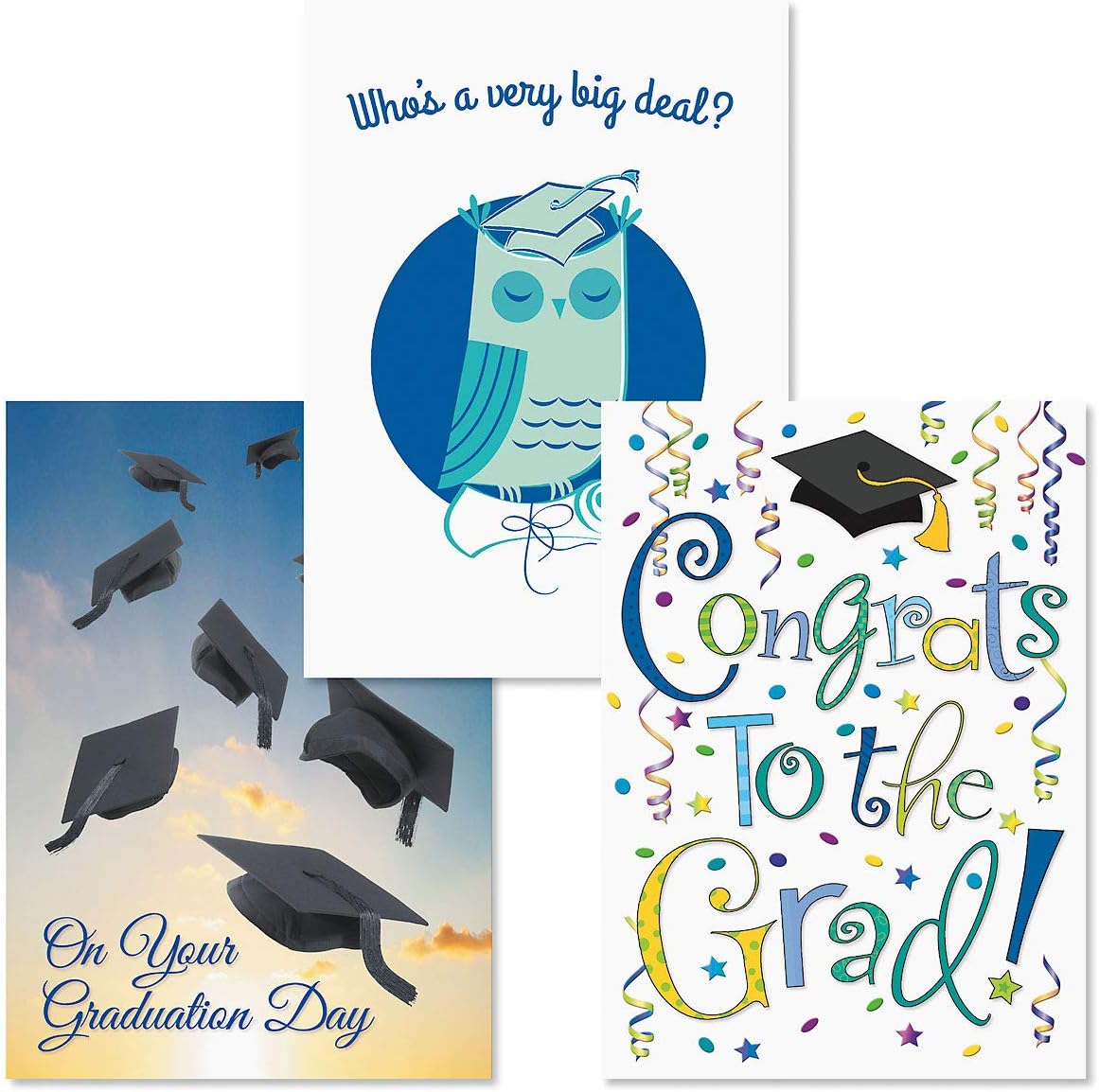 Amazon.com : Graduation Classic Greeting Cards - Set of 6, 3 designs ...