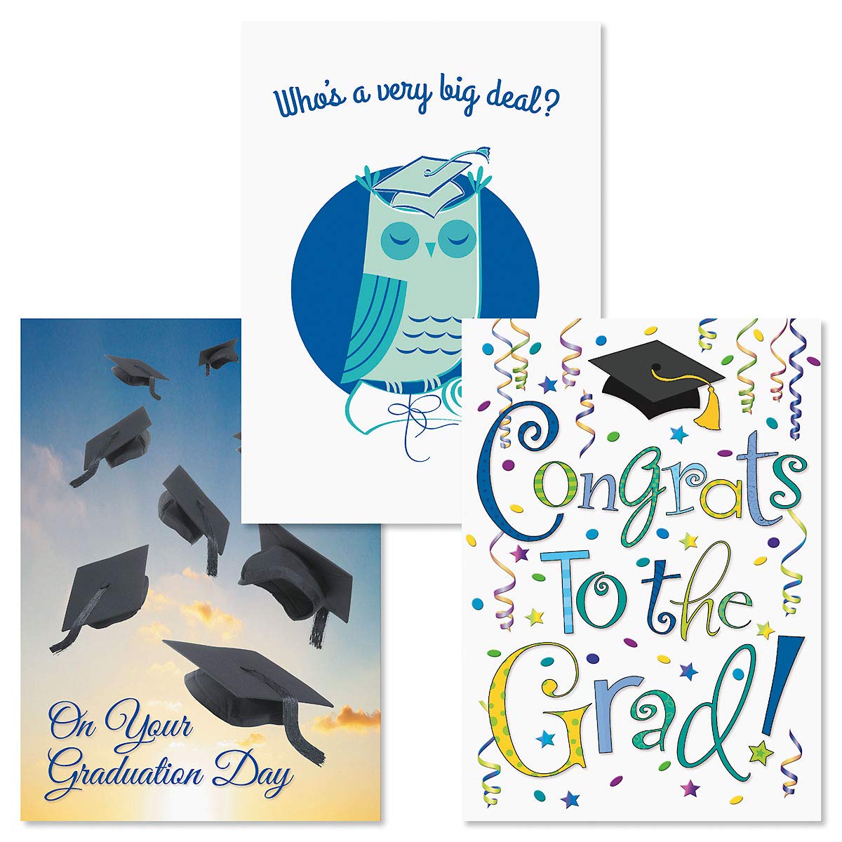 Amazon.com : Graduation Classic Greeting Cards - Set of 6, 3 designs ...