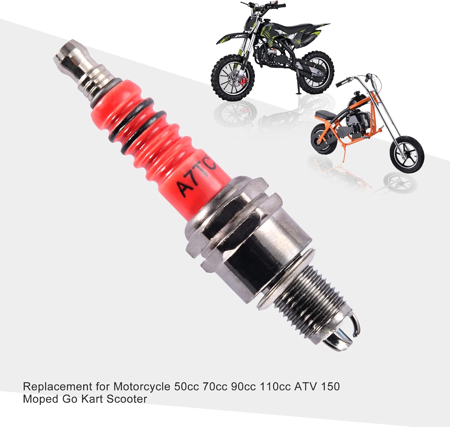 GOOFIT Repuesto de bujía A7TC de 3 electrodos para 50 cc, 70 cc, 90 cc, 110 cc, 125 cc, 150 cc ...