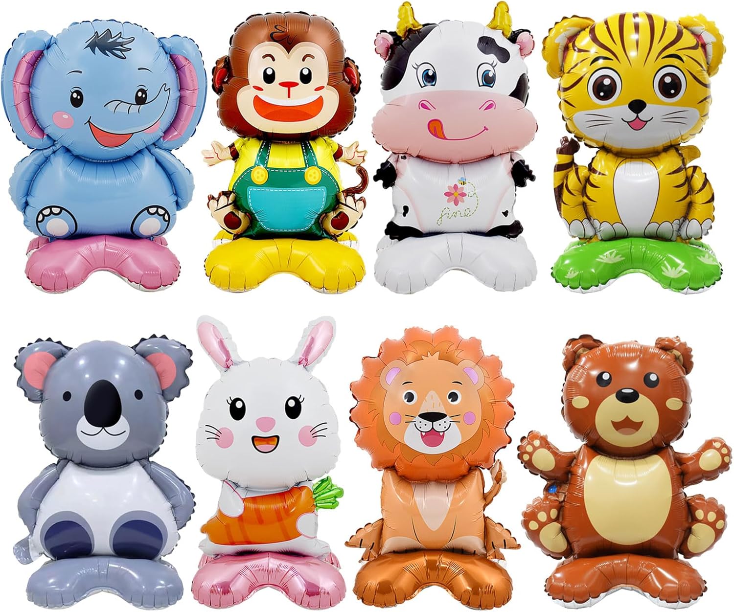 Amazon.com: YiYou 8 Pc Standing Cute Animal Foil Balloons - Lion, Bear ...