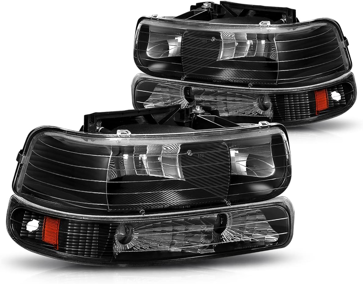 Amazon.com: PM PERFORMOTOR Black Amber Headlights Compatible with 99-02 ...