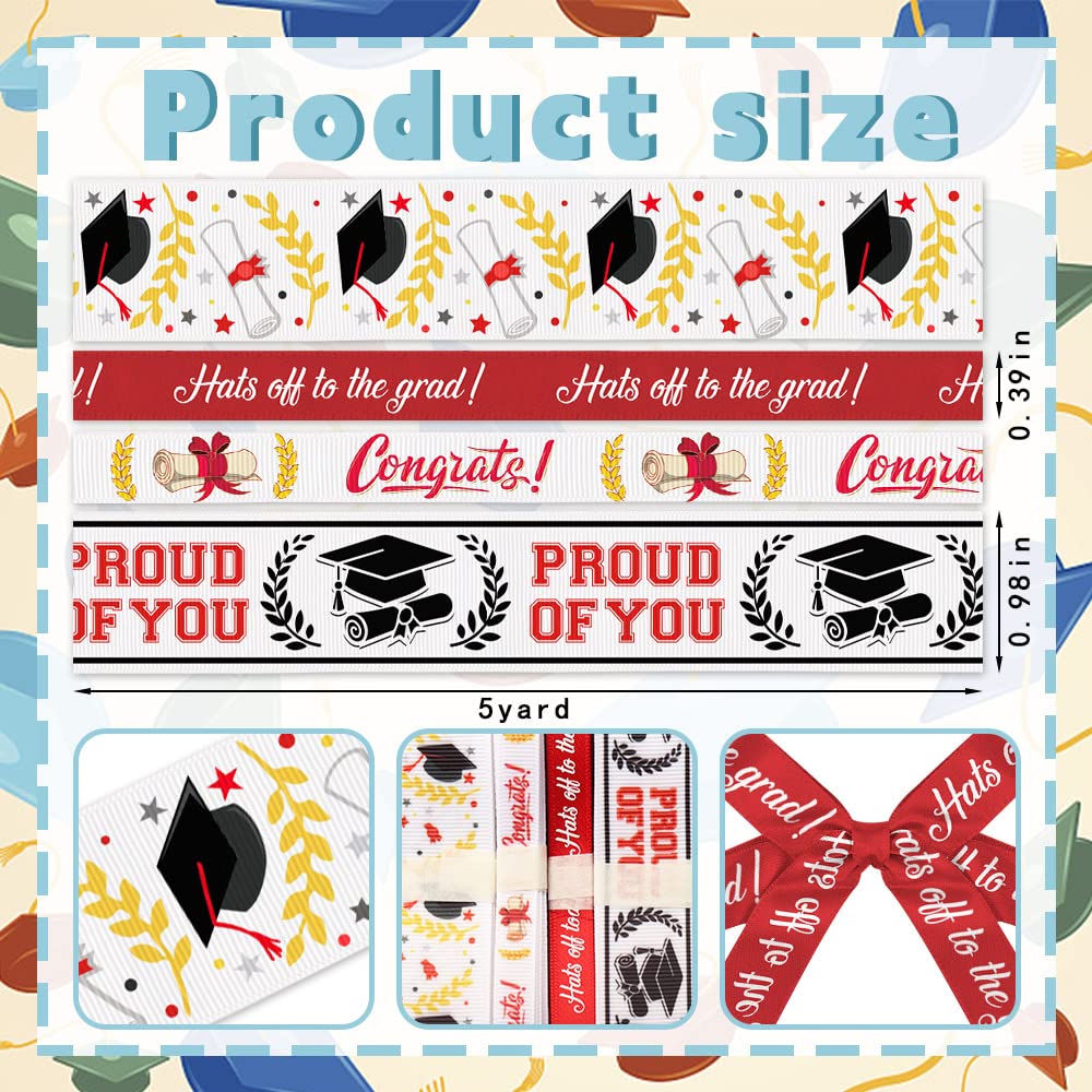 Snapklik.com : 4 Rolls 20 Yards 3/8" 3/4" Graduation Grosgrain Ribbon ...