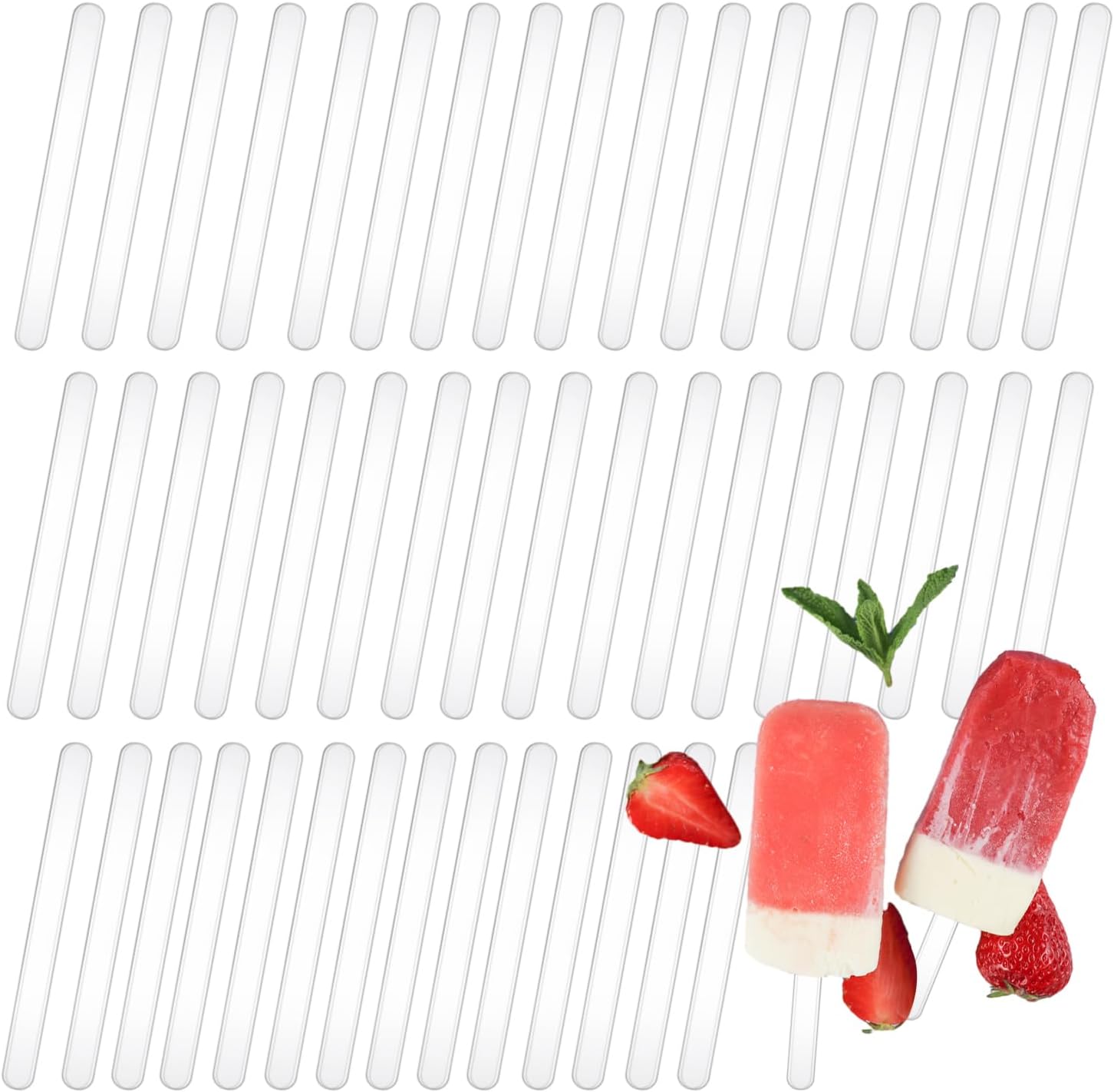 Amazon.com: 50 Pack 4.5inch Acrylic Popsicle Stick Reusable Ice Cream ...