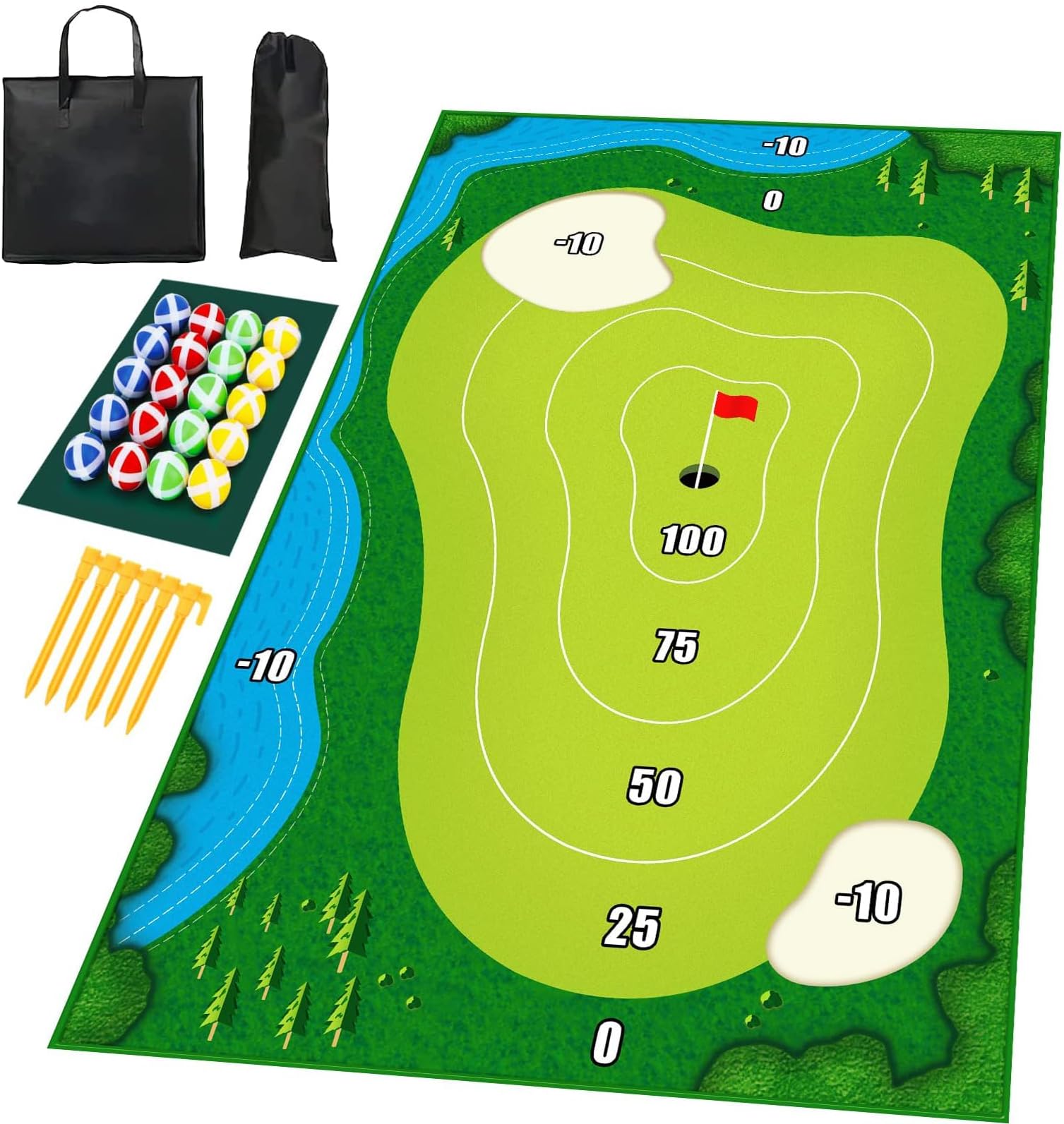 Casual Golf Game Set, HOTOIQ Velcro Golf Game Training Mat Set,Practice ...