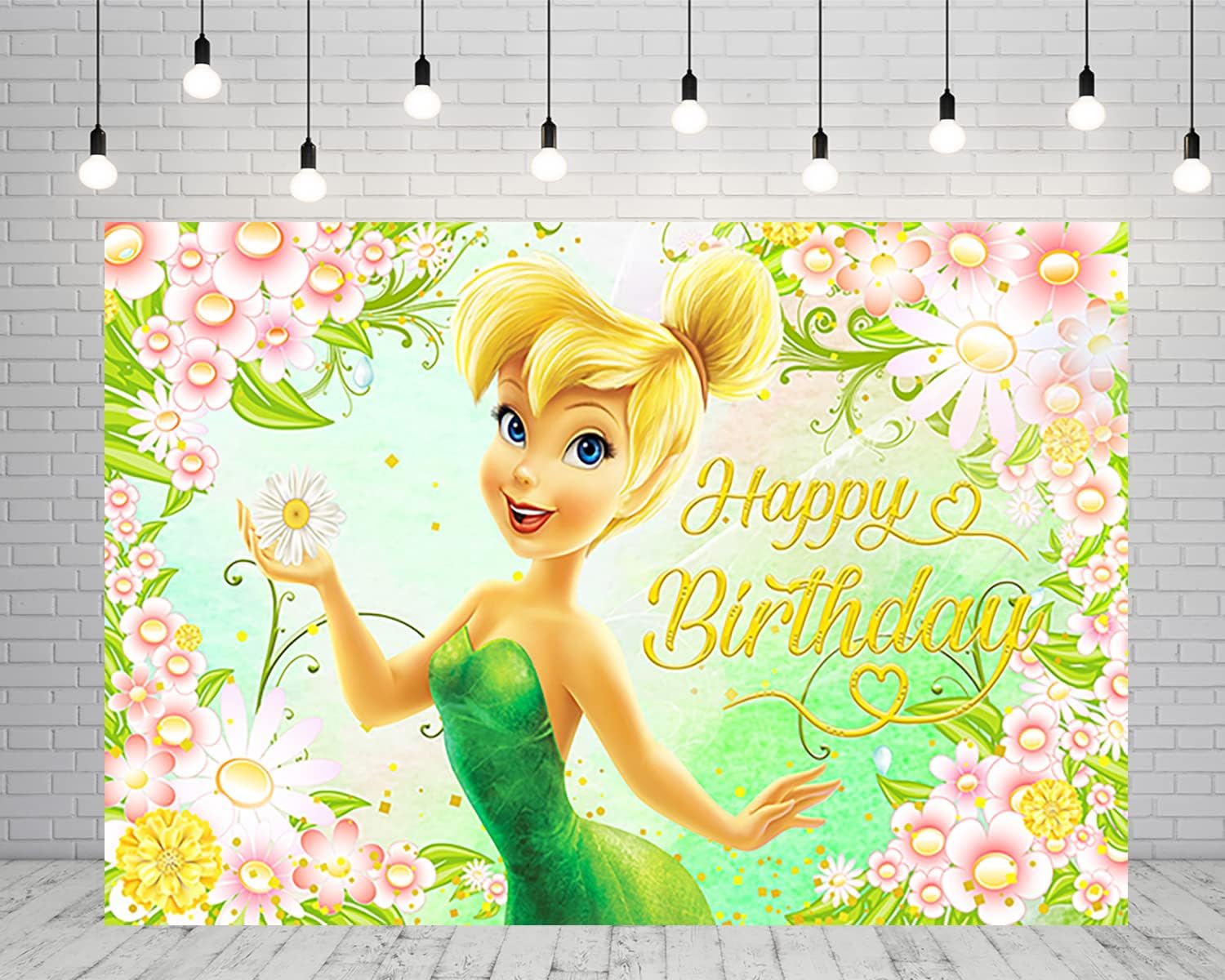 Amazon.com : ZHJCXYQQK Green Tinkerbell Backdrop for Birthday Party ...