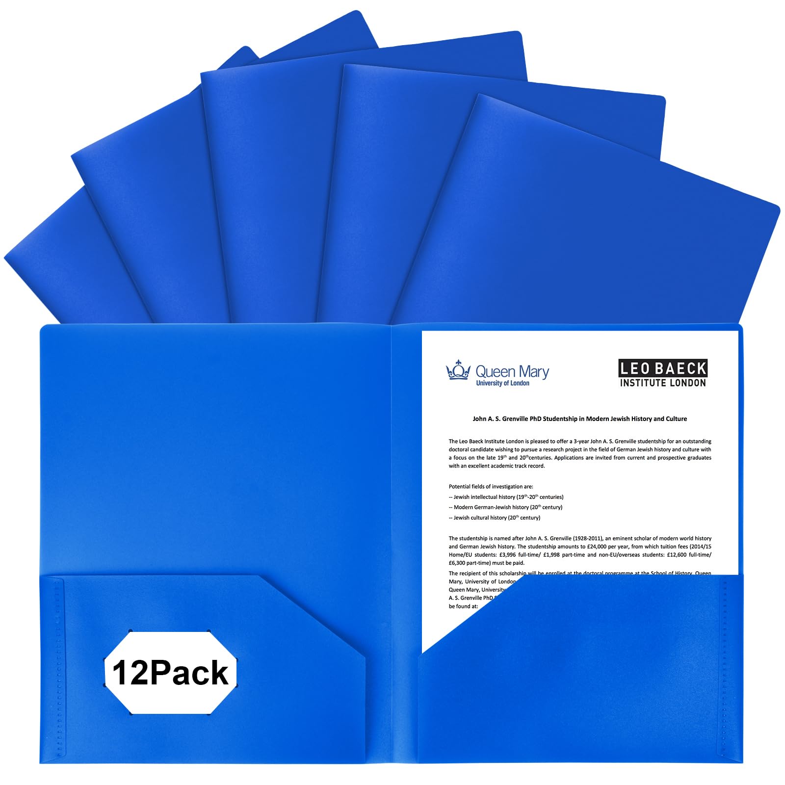 Amazon.com : EEHZTSI 12-Pack Plastic Folders with Pockets,2-Pocket Poly ...