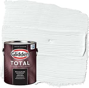 Glidden Total 1 gal. Moonlit Snow/Gray Satin Exterior Paint with Primer ...