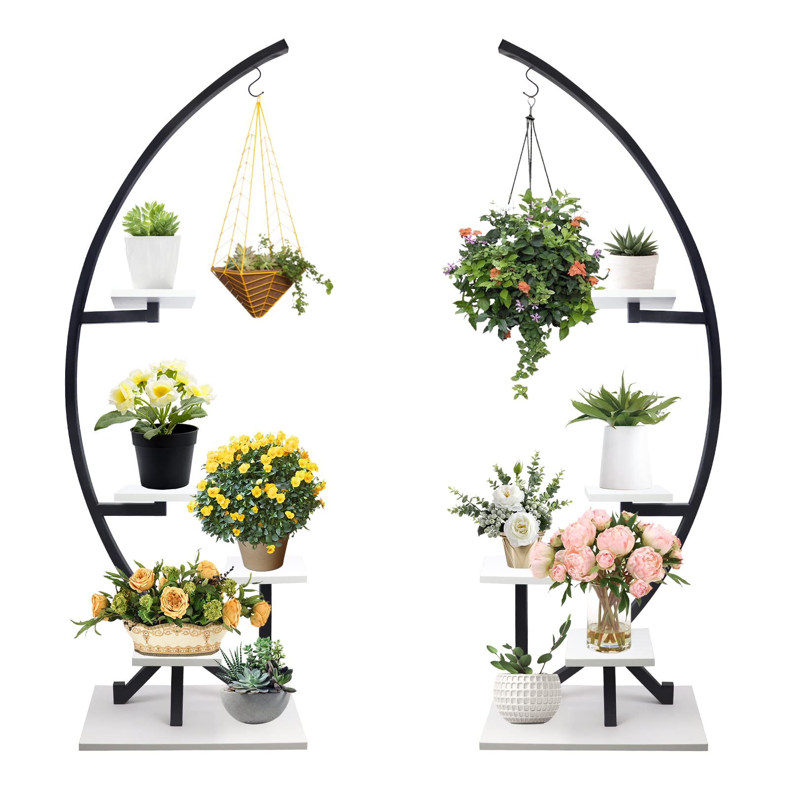 Buy BriSunshine 5 Tier Stand Indoor, Half Moon Shaped Flower Shelf ...