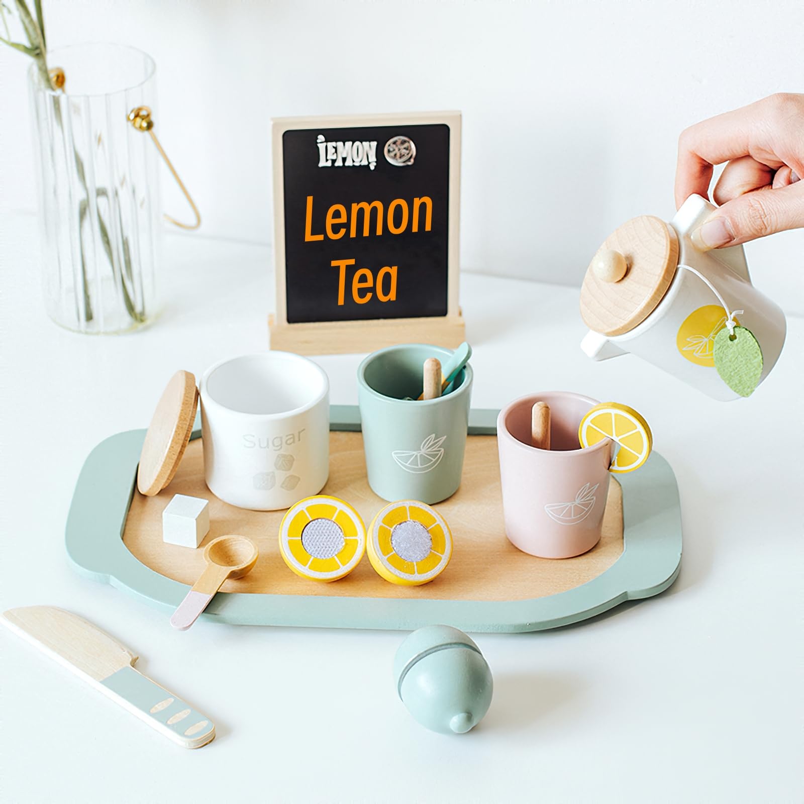 Snapklik.com : Wooden Tea Party Set For Little Girls Toys, Pretend Play ...