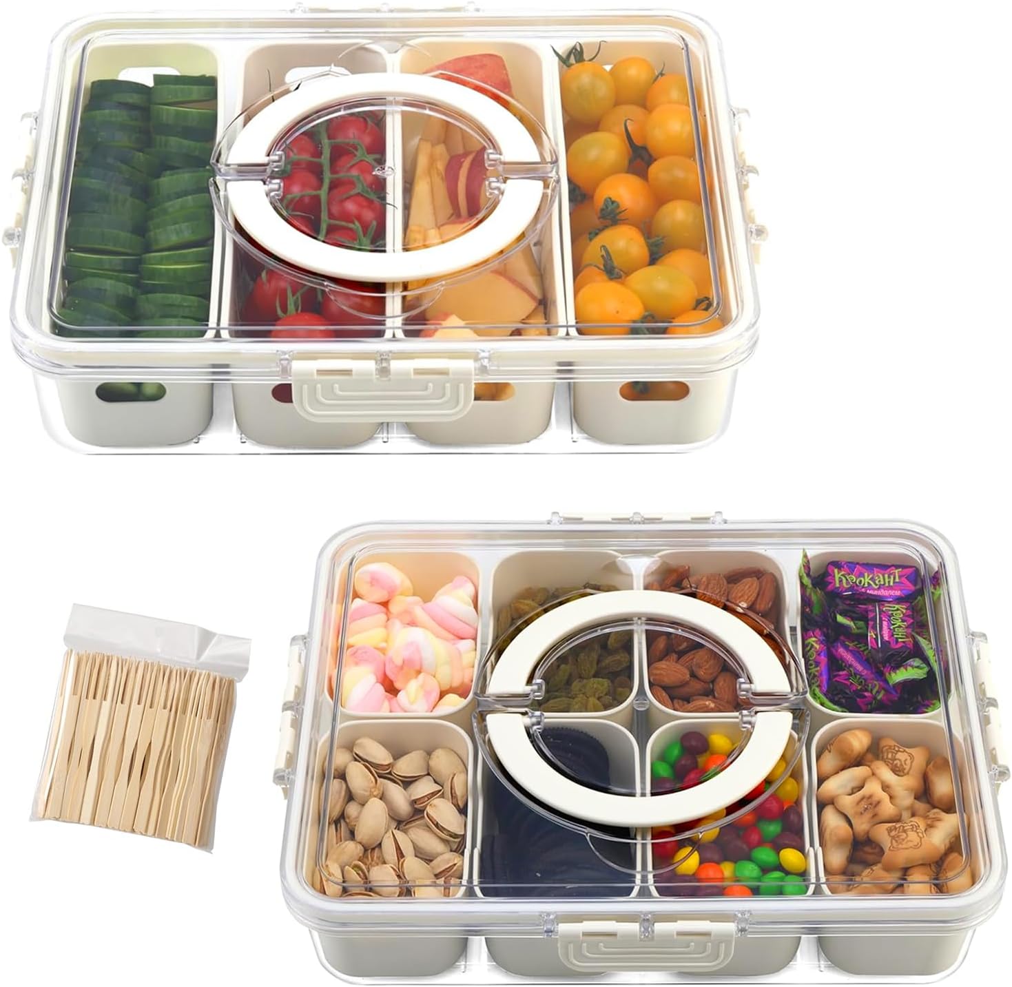 Amazon.com | Divided Serving Tray with Lid & Handle| Multi-Purposed ...