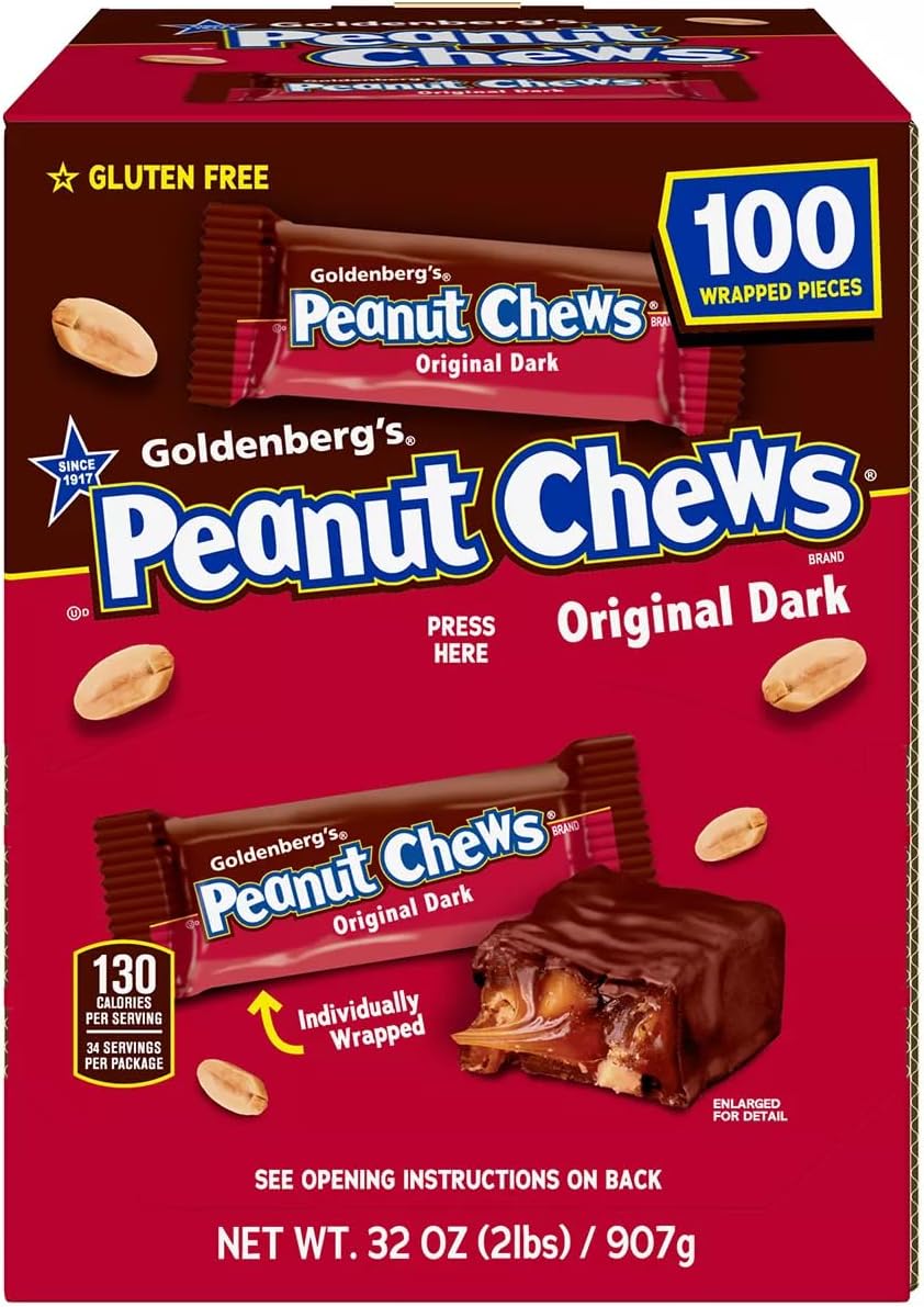 Amazon.com : Goldenbergs Peanut Chews Original Dark 24 Ct X2 Boxes ...
