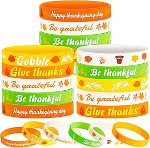 Amazon.com: 48 Pcs Thanksgiving Day Rubber Bracelets Wristbands Fall ...