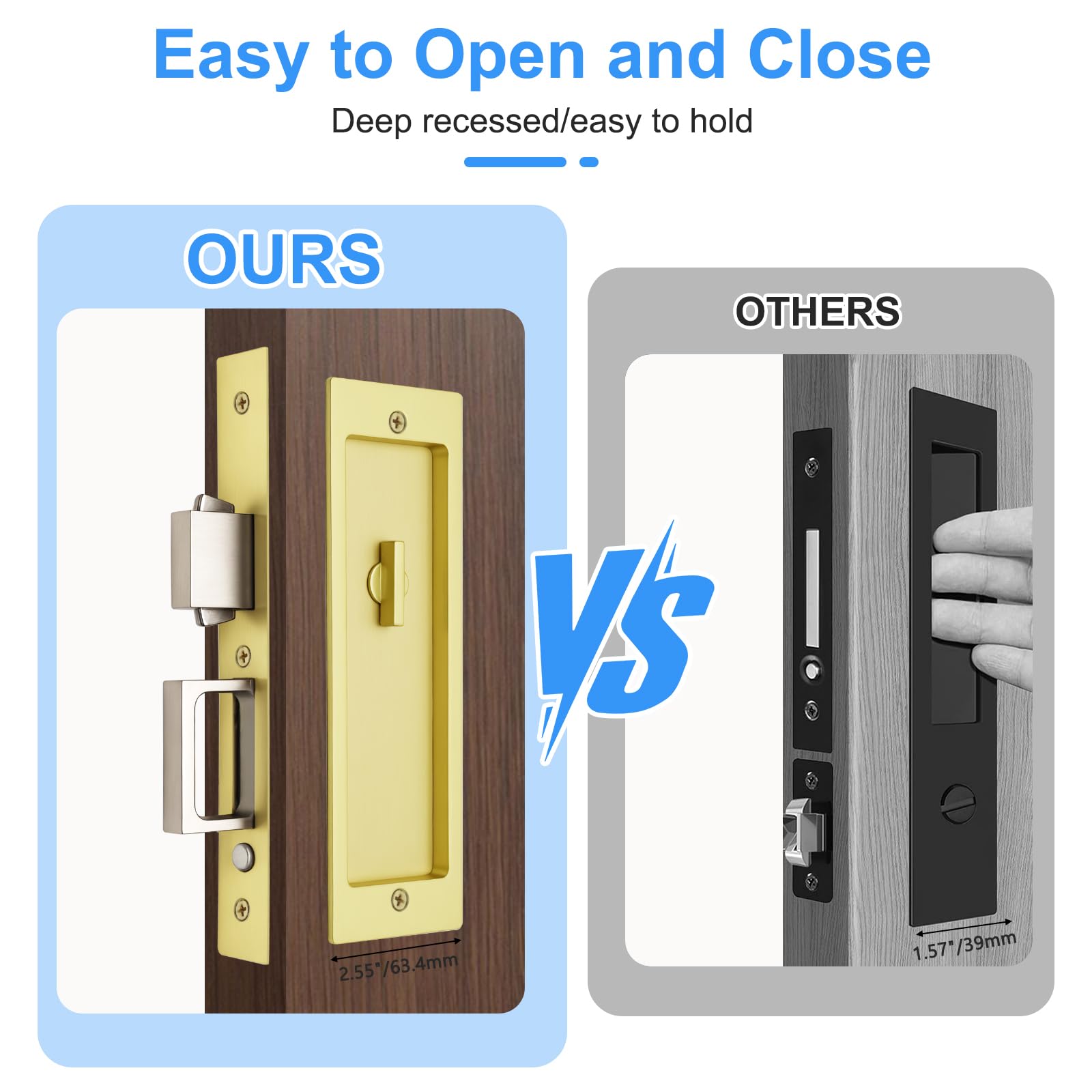 Snapklik.com : Rectangular Privacy Pocket Door Mortise Lock And Edge ...