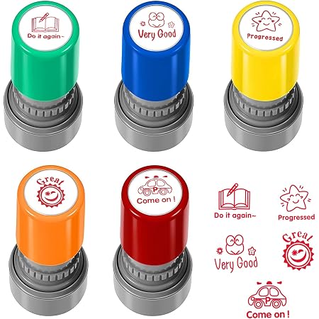 Newthinking Self Inking Teacher Stamps, Colourful Stamps for School ...