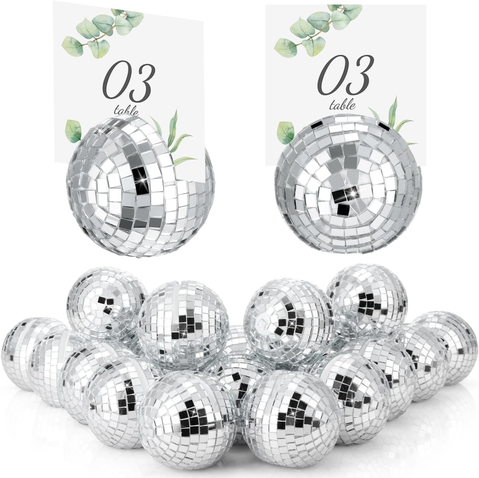 Amazon.com: 75 Pcs Disco Ball Table Number Holders, Mirror Ball Place ...