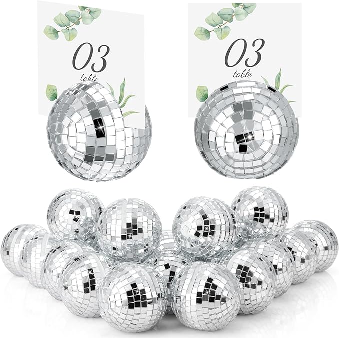 Amazon.com: Engrowtic 12 Pcs Disco Ball Table Number Card Holders ...