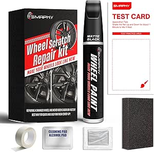 SMAPHY Wheel Scratch Repair Kit, Matte Black Rim Touch Up Paint, Repair ...