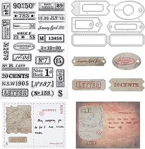 Amazon.com: INFUNLY 2pcs Stamps and Dies for Card Making Vintage Number ...