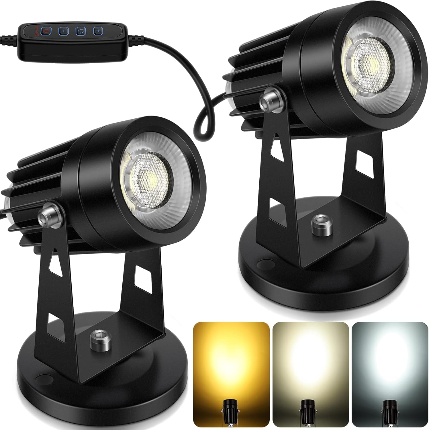 Karyoosi 3-Color Spot Lights Indoor, 2 Pack Dimmable Uplights LED ...