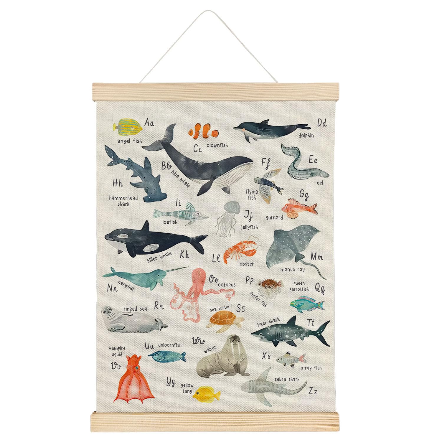 Amazon.com: Qvapt Ocean Animals Alphabet Banner,Sea Animal Room Decor ...