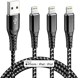 Amazon.com: MenoSupp Certified Phone Charger Cable 3 Pack 6ft Nylon ...