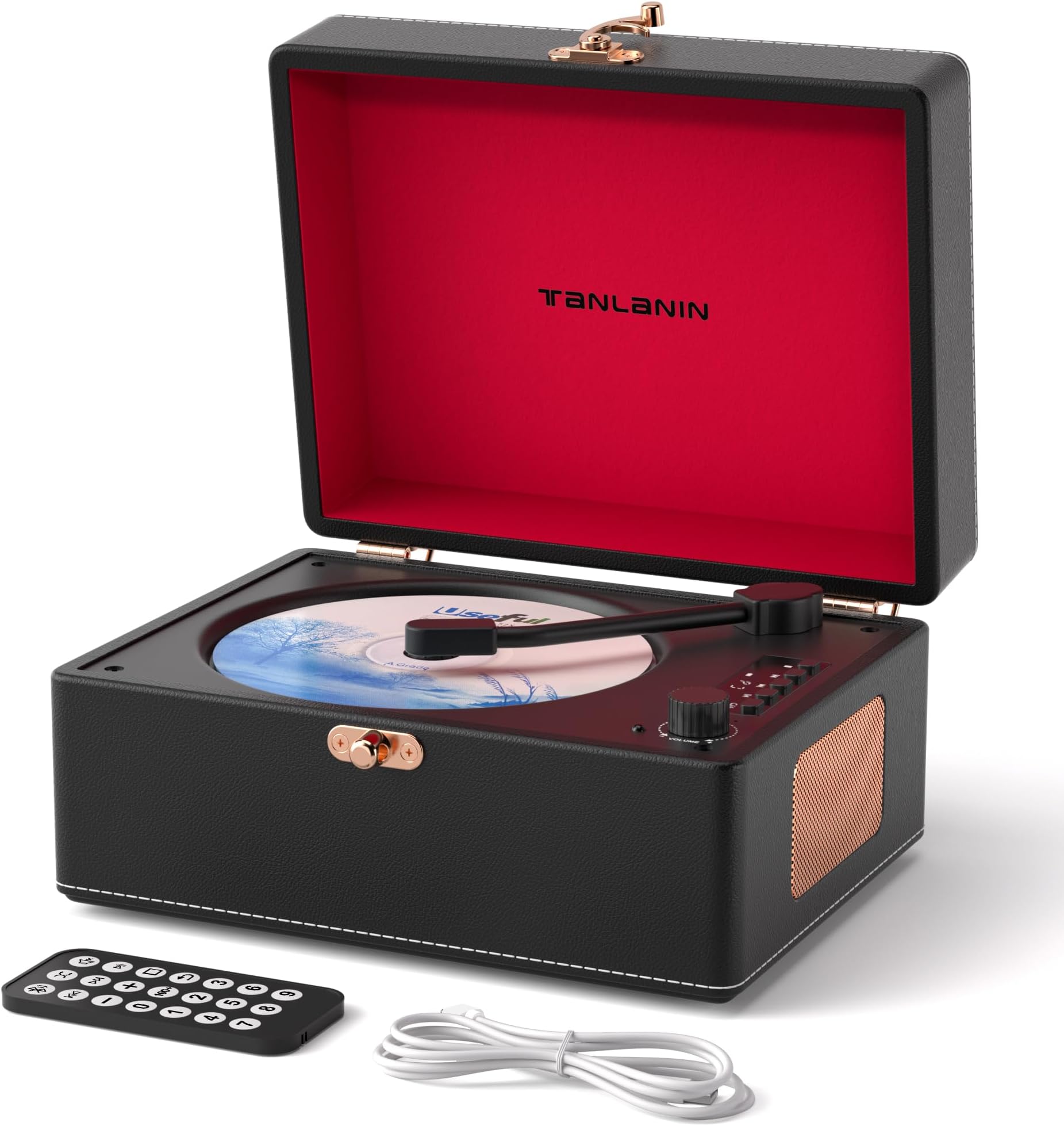 Amazon.com: Portable Vintage Desktop CD Player with HiFi Speakers, LED ...