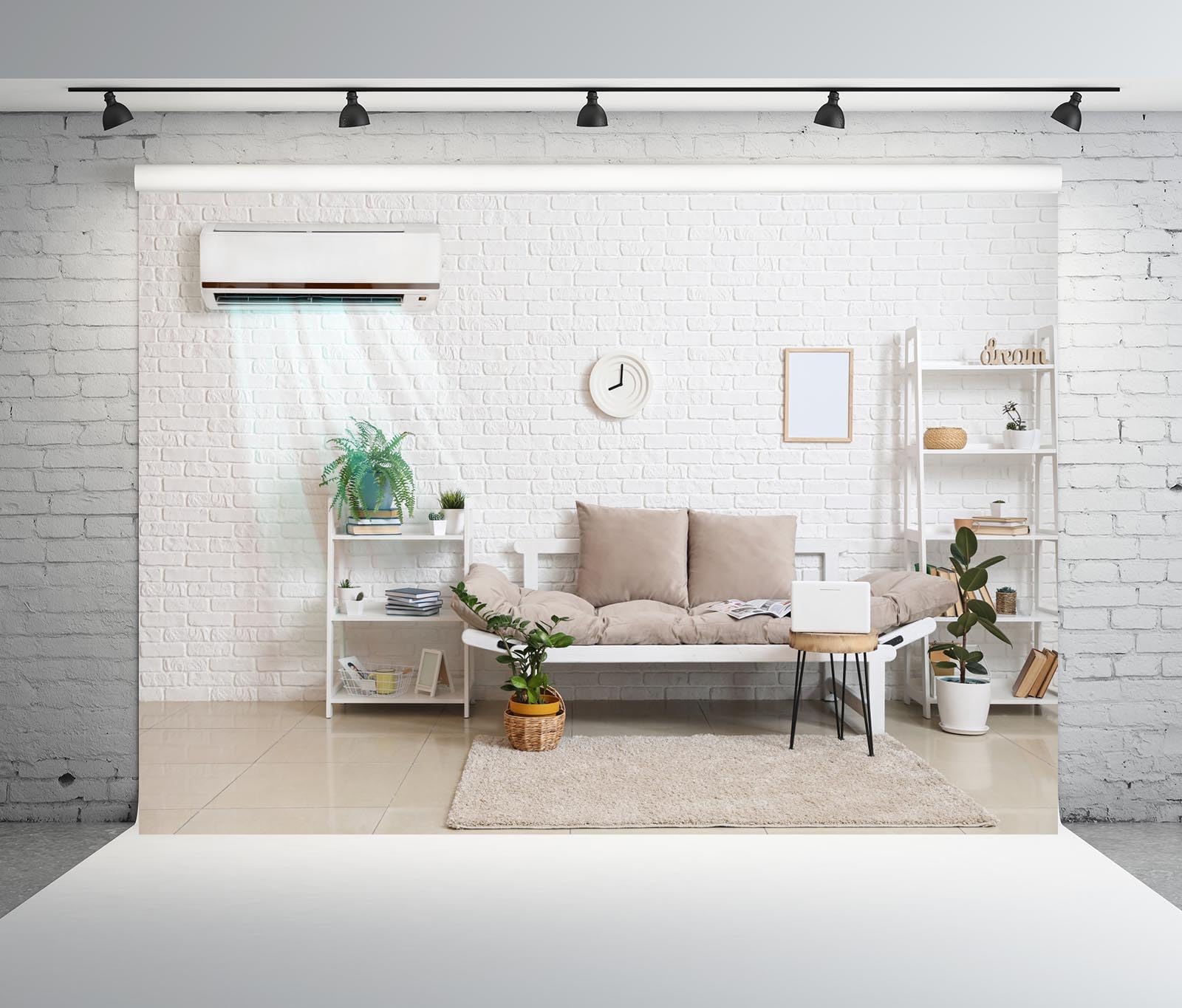 Studio Props Decor BELECO White Brick Wall Backdrop 5x5ft - Modern ...