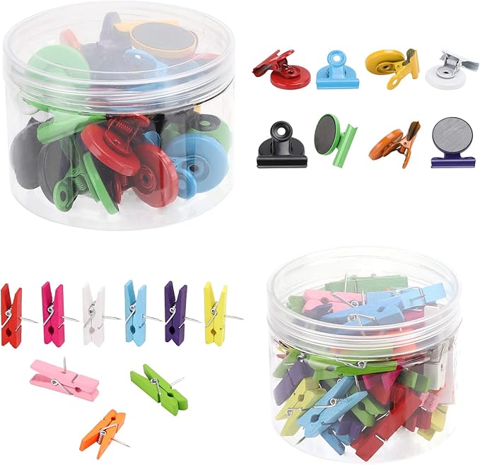 Amazon.com: 54 PCS Colorful Push Pins Metal Thumb Tacks with Clips ...