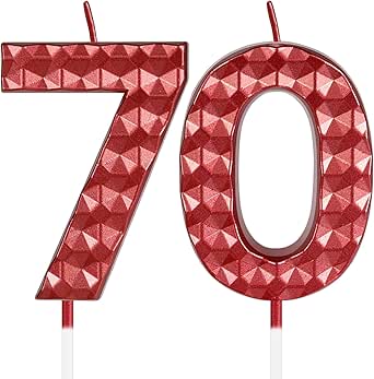 Amazon.com: Red 70th Birthday Candles,Diamond Design 3D Number 70 Birthday Candle,Happy 70th ...