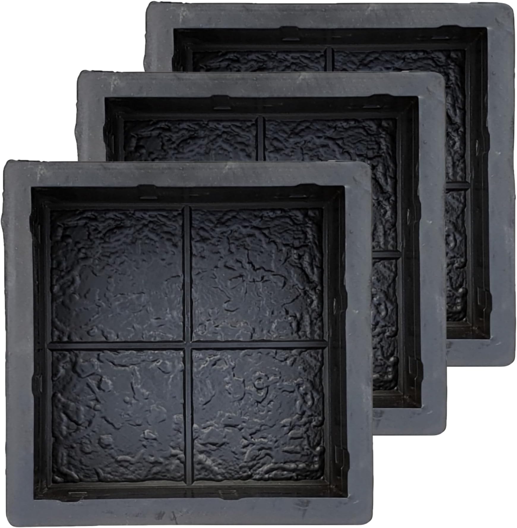 Reyal Black 8x8 Four Square Paver Block Mould 60mm (Pack of 3) Black ...