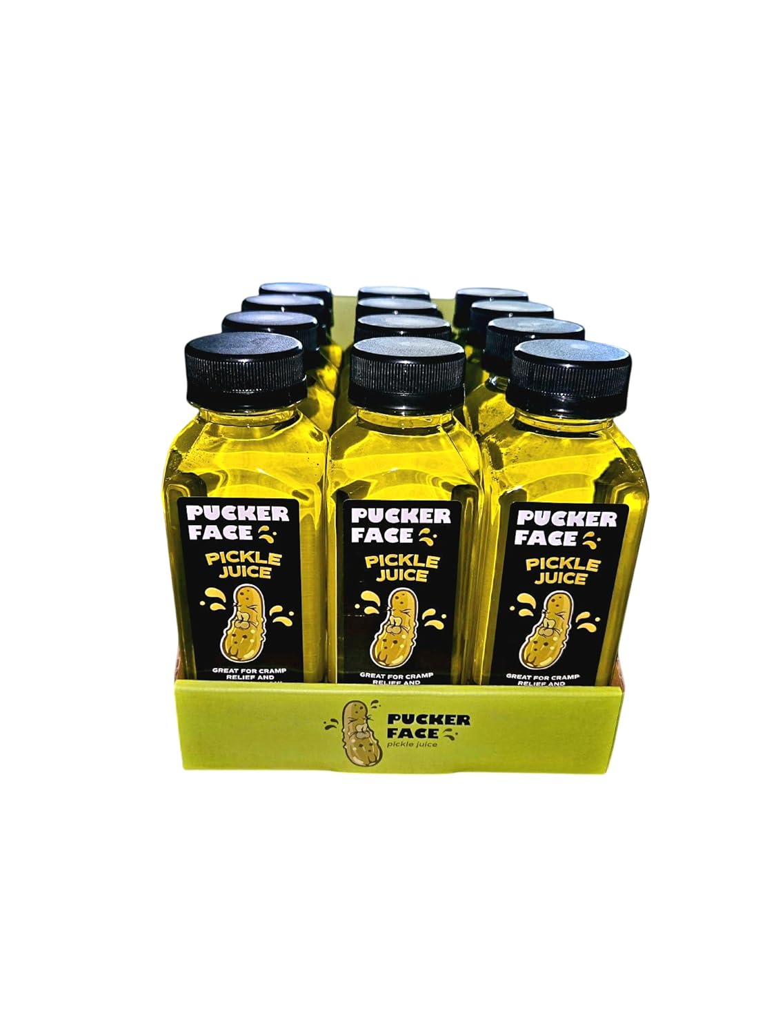 Amazon.com : Pucker Face Pickle Juice, Original, 12 Pack Caddie, Workout Recovery and Cramp ...