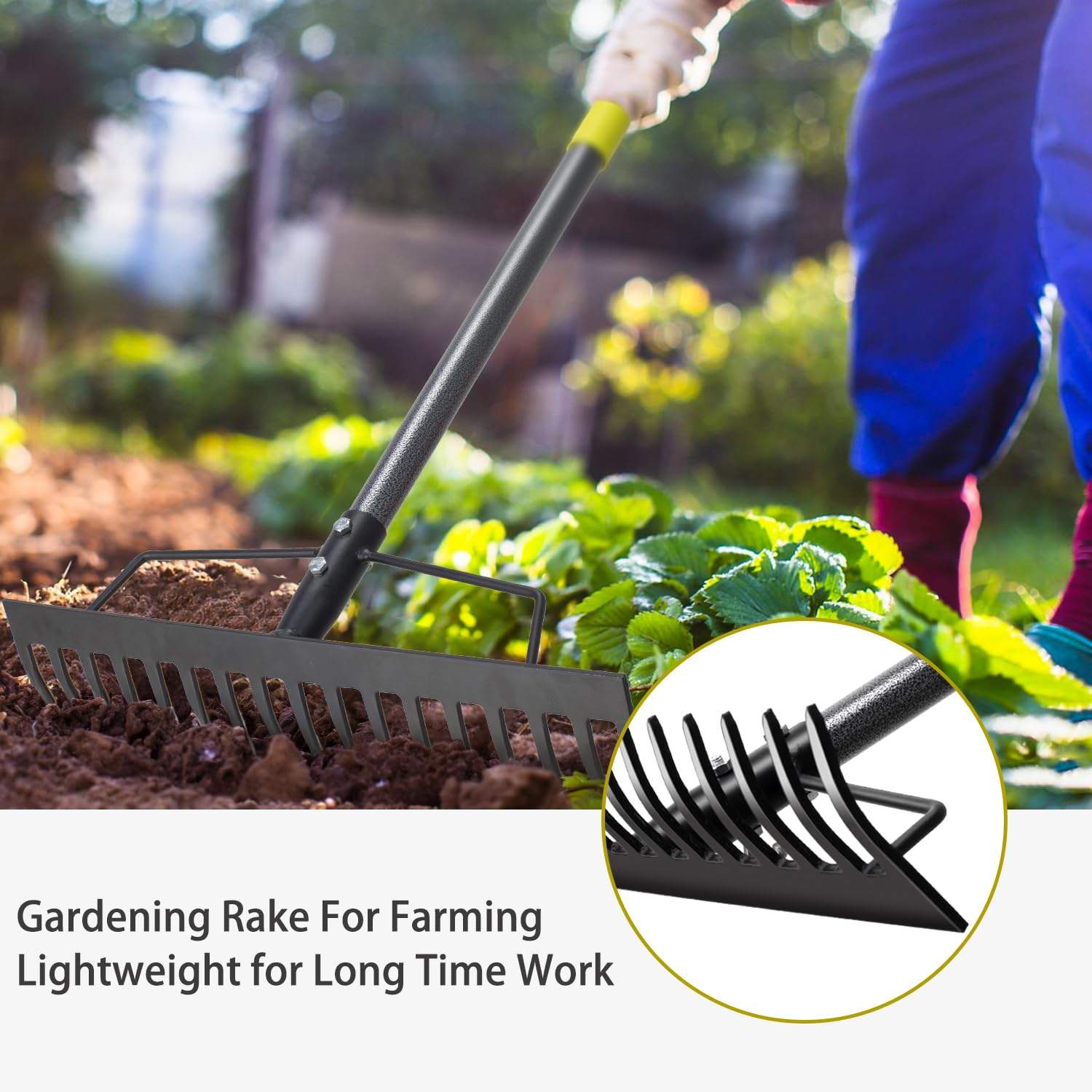 Snapklik.com : Bow Rake Heavy Duty Garden Rake, 17 Steel Tines Metal ...