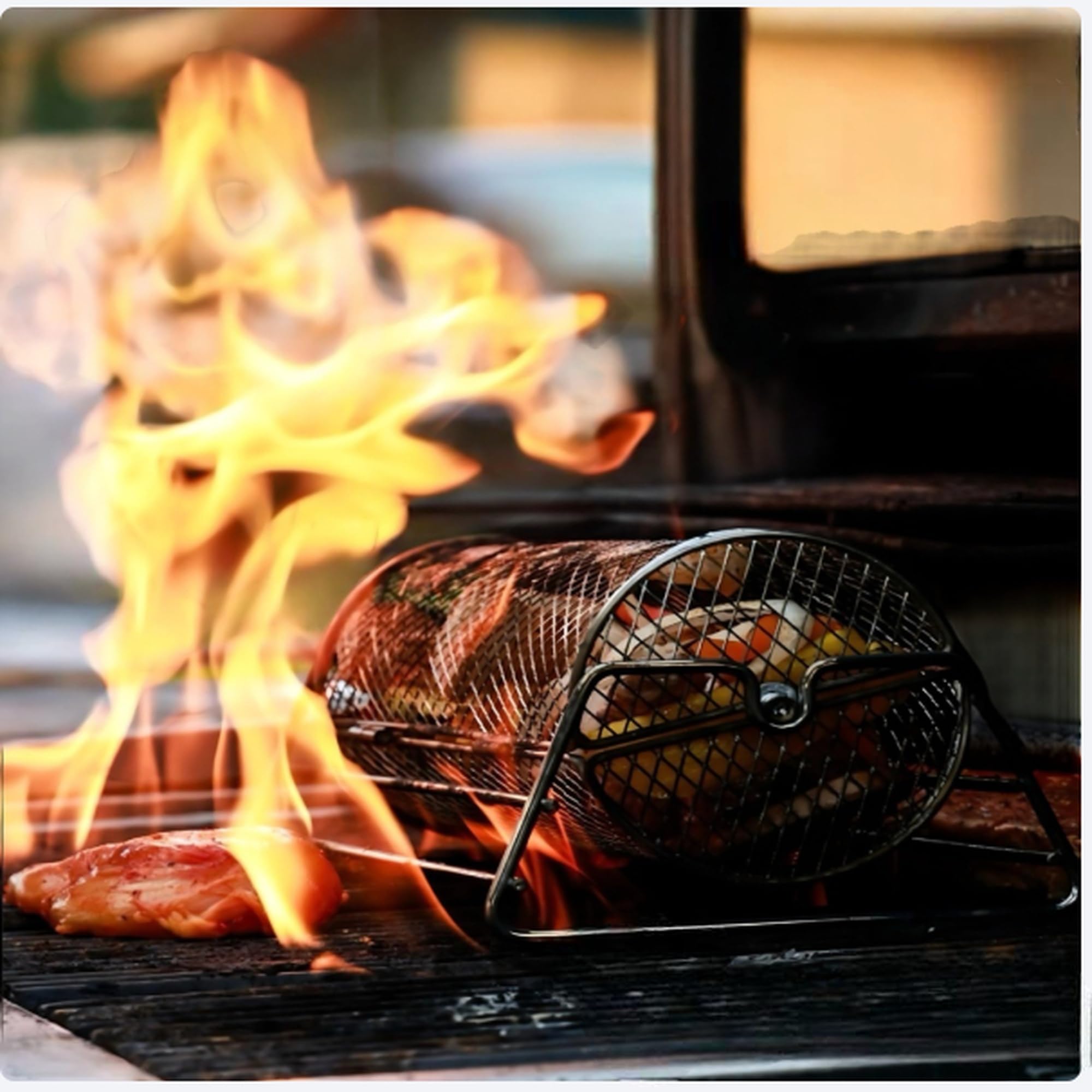 Amazon.com: Smokr BBQ Rolling Basket - LARGE Grill Basket Heavy Duty ...