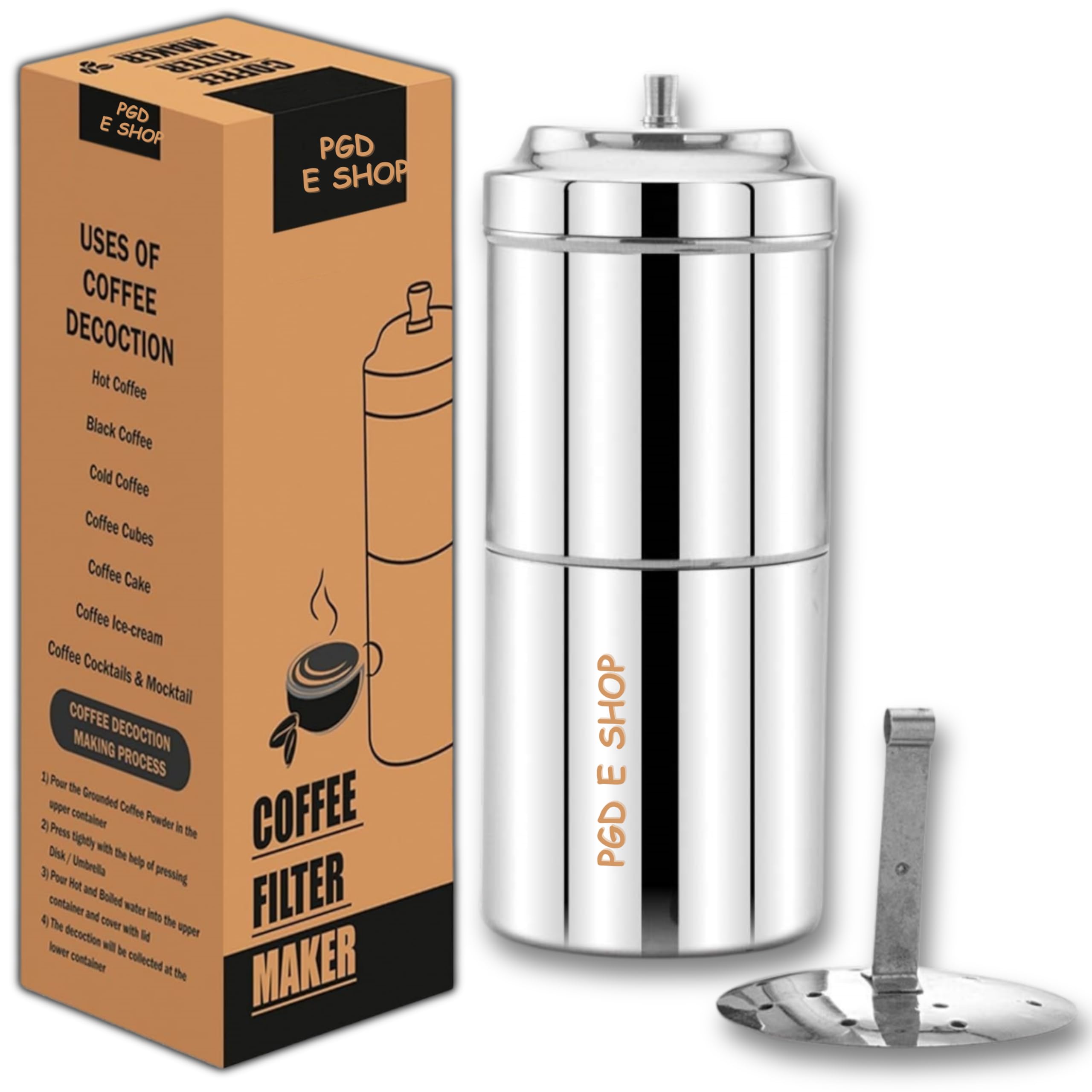 Buy PGD Traditional Stainless Steel South Indian Filter Coffee Maker ...
