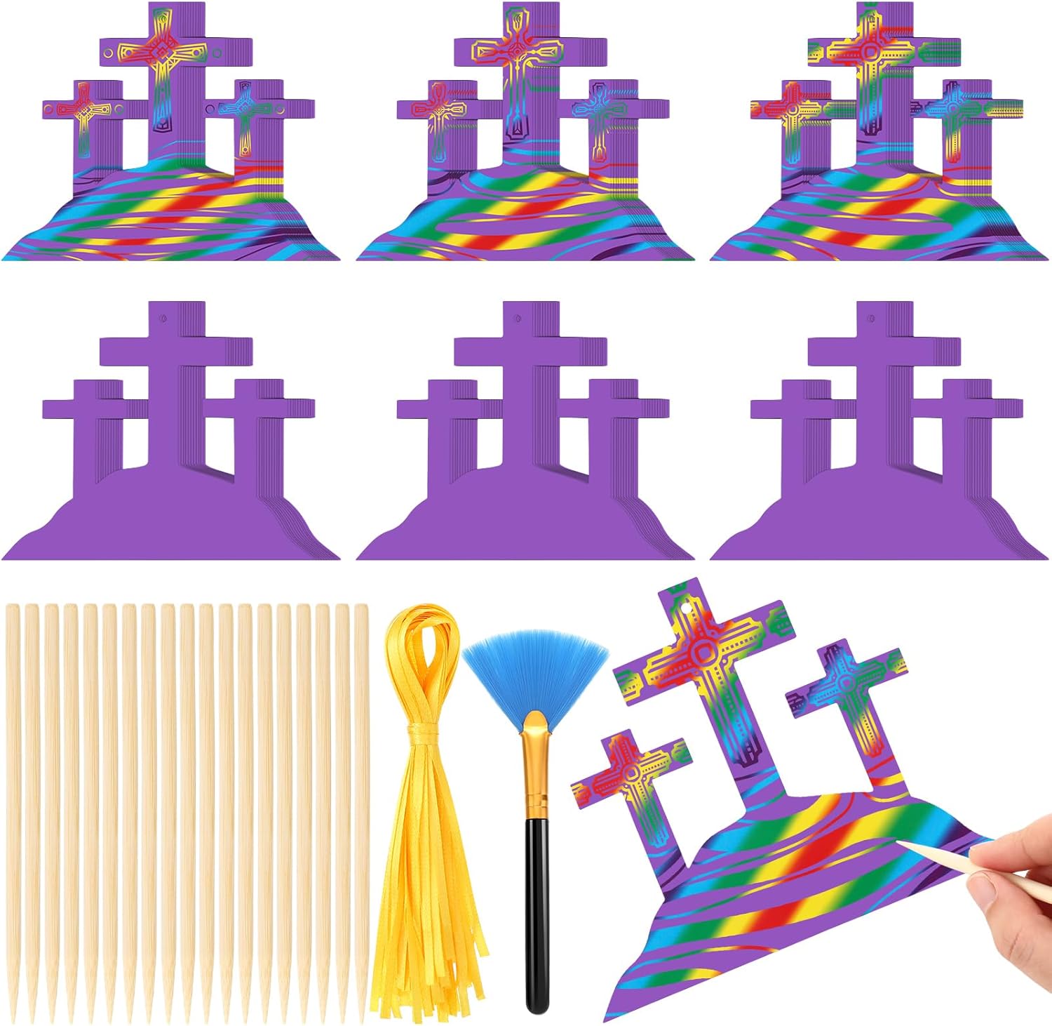 Amazon.com: Liliful 60 Sets 3 Easter Crosses Crafts for Kids Easter ...