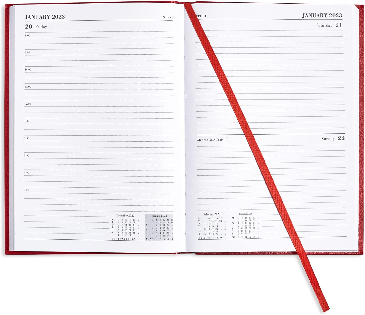 A5 Red Academic Diary 2022-2023 Day A Page Mid Year Planner with ...