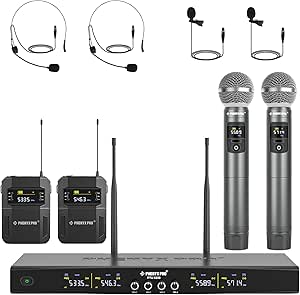 Amazon.com: Phenyx Pro Wireless Microphone System, 4-Channel Wireless Mic Set with Handheld ...