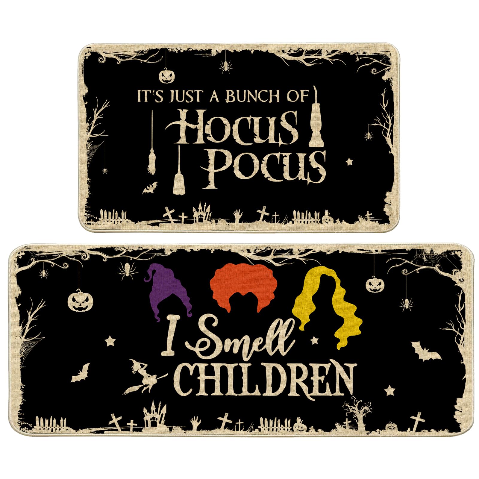 Amazon.com: cusugbaso Halloween Kitchen Mats, Kitchen Rugs Set of 2 ...